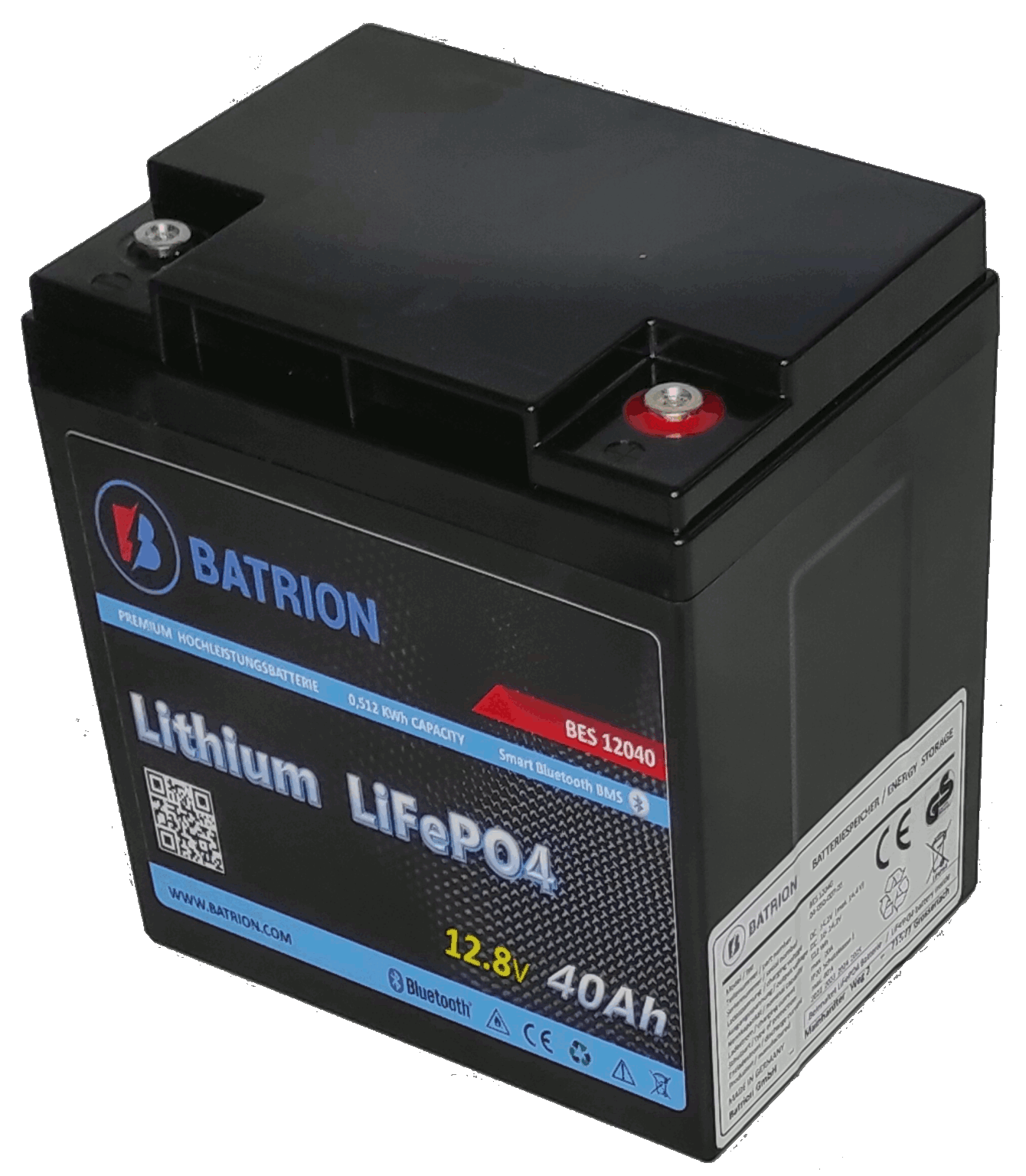 LiFePO4 Akku 12V 40Ah Lithium Batterie BATRION Wohnmobil Boot Bluetooth ...